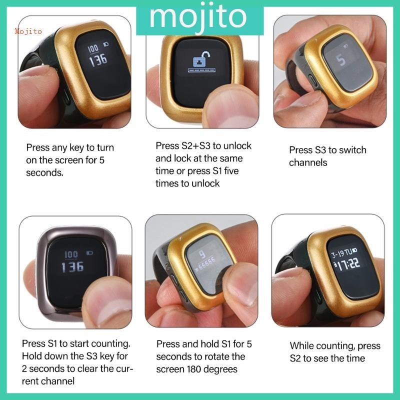 Mojito OLED Display Finger Counter Time Reminder Tasbih Tally Counter ...