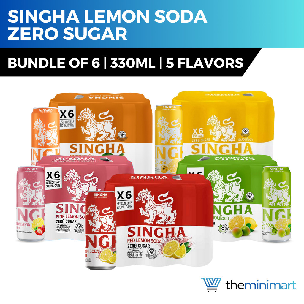 [Bundle of 6] Singha Lemon Soda 330ml - Zero Sugar, High Vitamin C ...