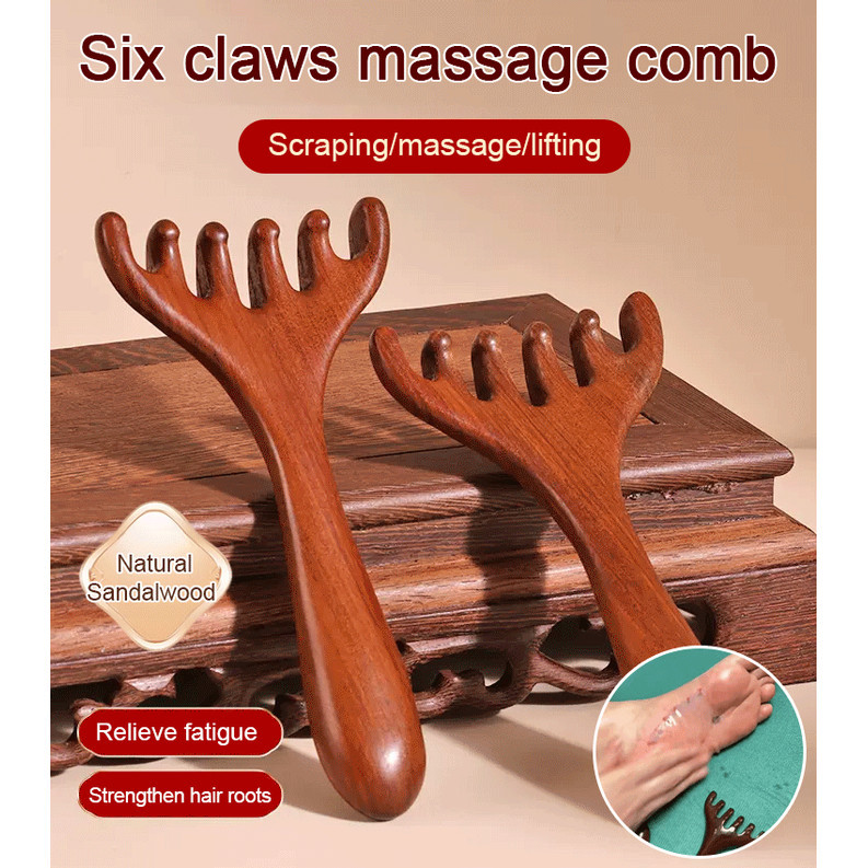 🔥SG Hot🔥 [Antler Comb]🦌 High Quality Sandalwood Meridian Massager ...