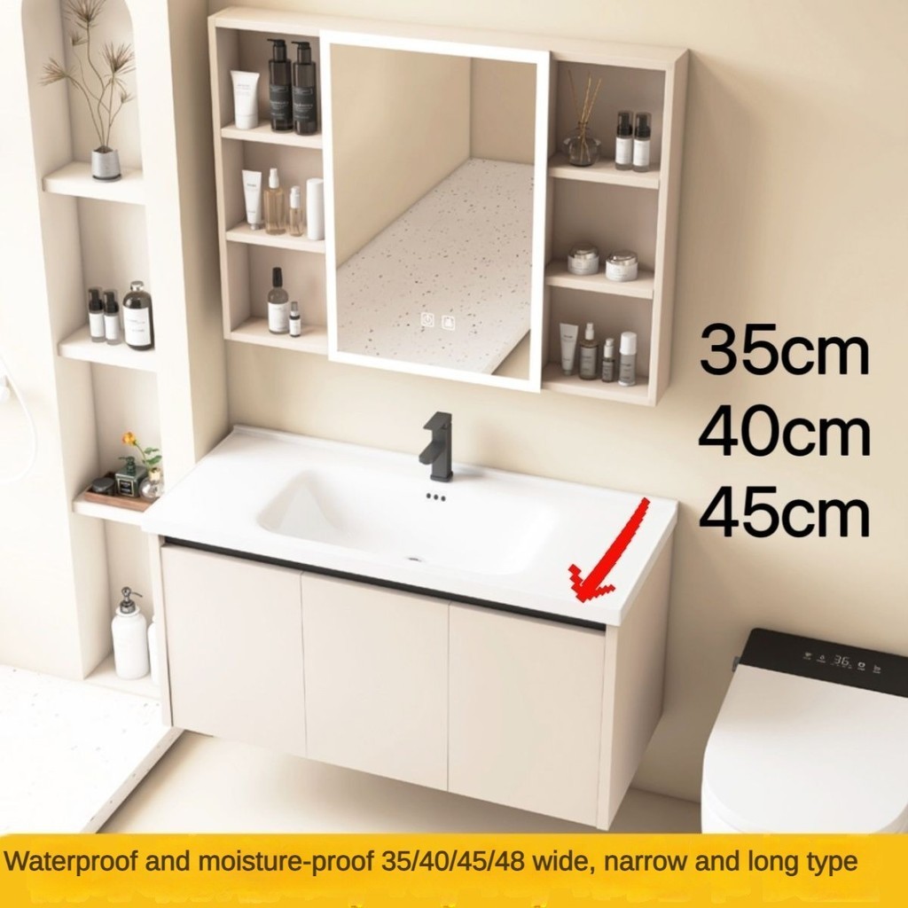 Slimline Bathroom Vanity cabinet Unit with 40cm Small Basin 45 Deep ...