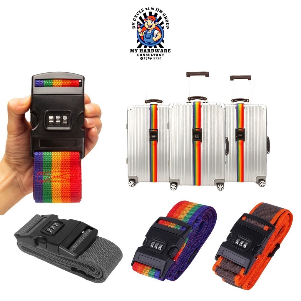 SG FAST DELIVERY 3 Pin Password Luggage Strap with Lock Adjustable ...