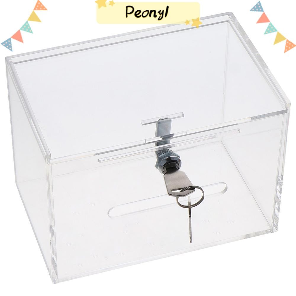 PDONY Donation Box, with Lock Acrylic Ballot Box, Coin Storage ...