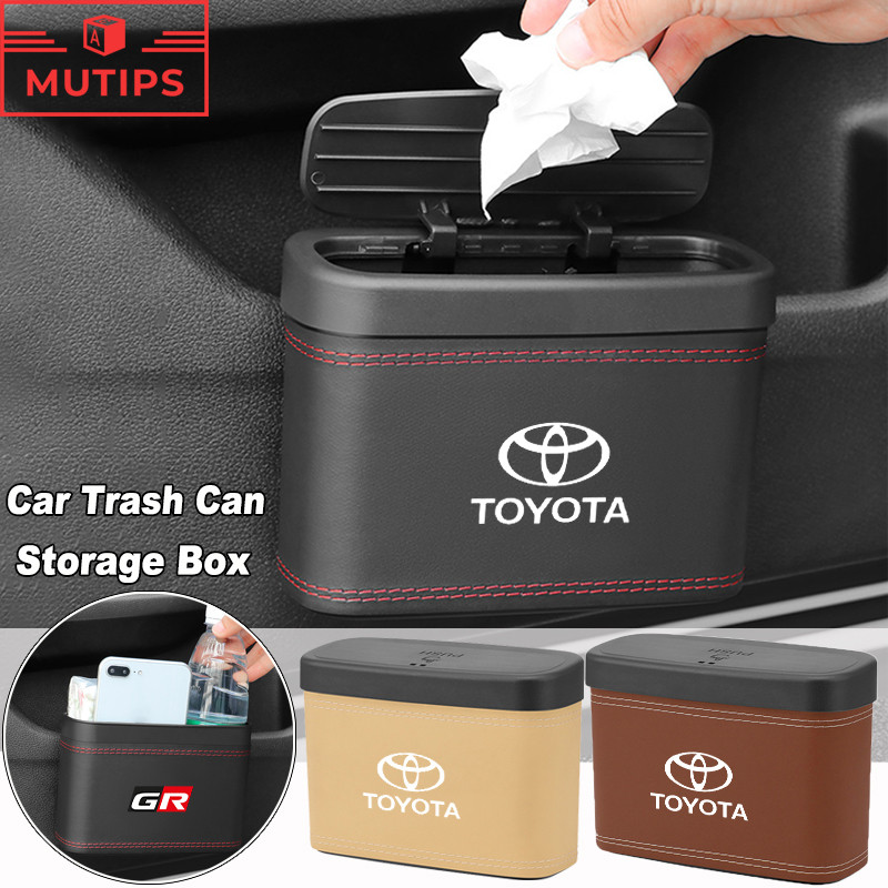 Toyota Multifunction Car Trash Can Garbage Dustbin Organizer Leather ...