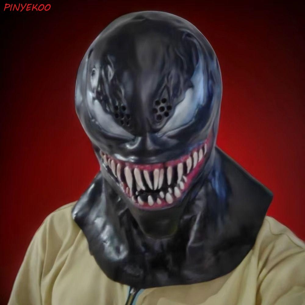 PINYEKOO Venom Headgear/Hand Puppet, Halloween Black Venom Cosplay ...