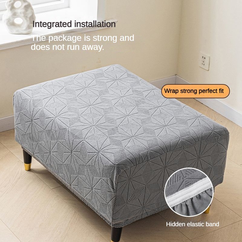 Foot Stool Cover Elastic Thickened Sofa All-Inclusive Cover Rectangular ...