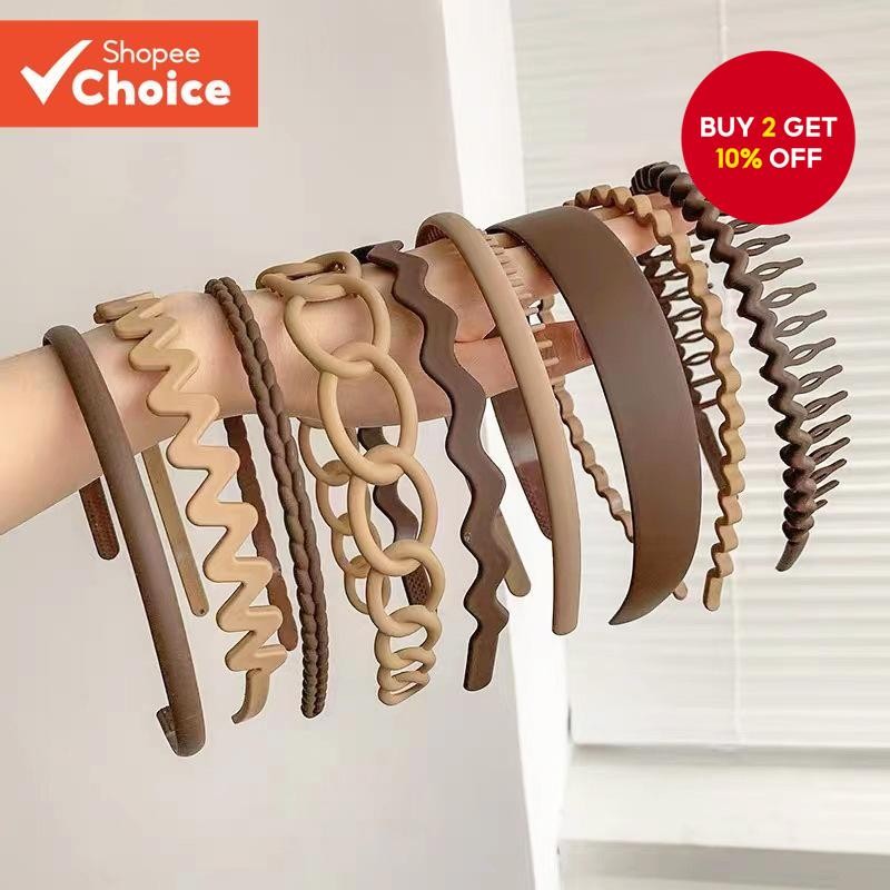 9PCS Korean Solid Color Hair Bands Non-Slip Headbands for Bangs and ...