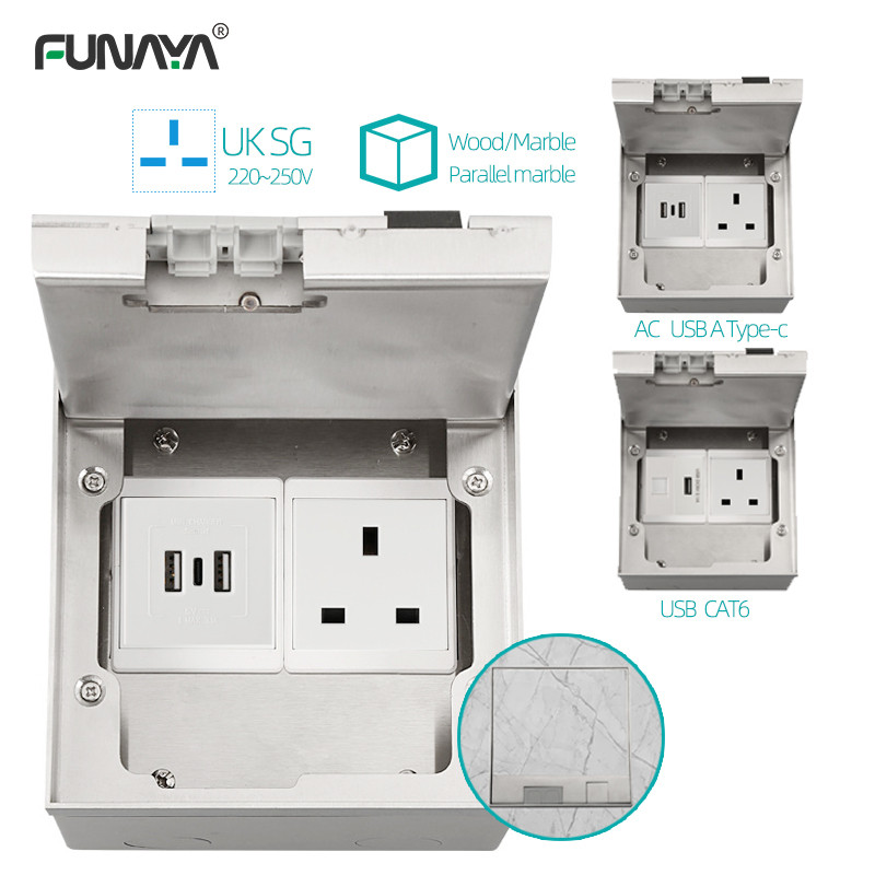 FUNAYA UK Stainless Alloy Flip Cover Sockets MK SG MY Hidden Floor ...