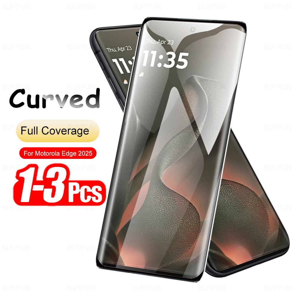1-3Pcs Curved Tempered Glass For Motorola Edge (2025) Screen Protector ...