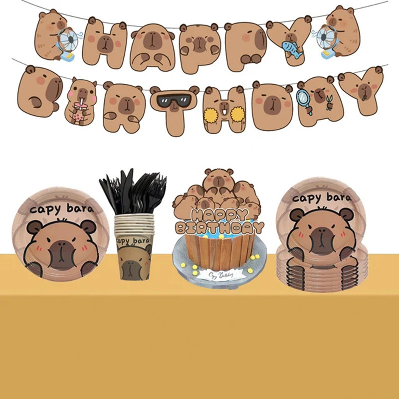 Capybara Birthday Themed Decorations Paper Plate Cup Capybara Birthday ...