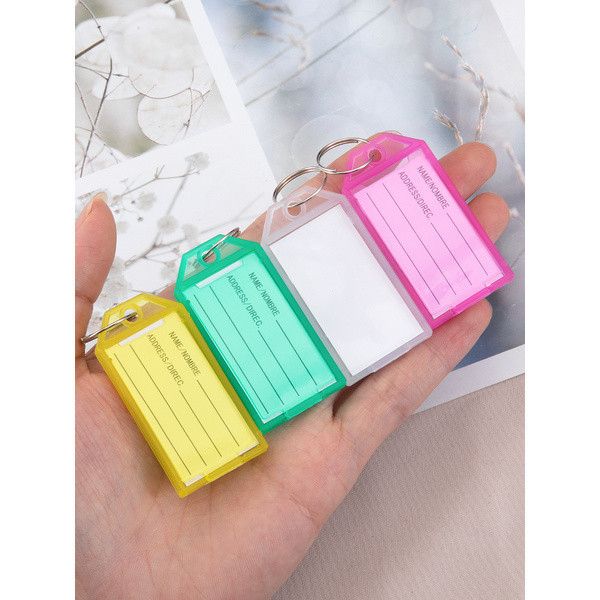 10pcs 2.9x5.7cm Plastic Key Tags with Flap Label Window Strong Split ...