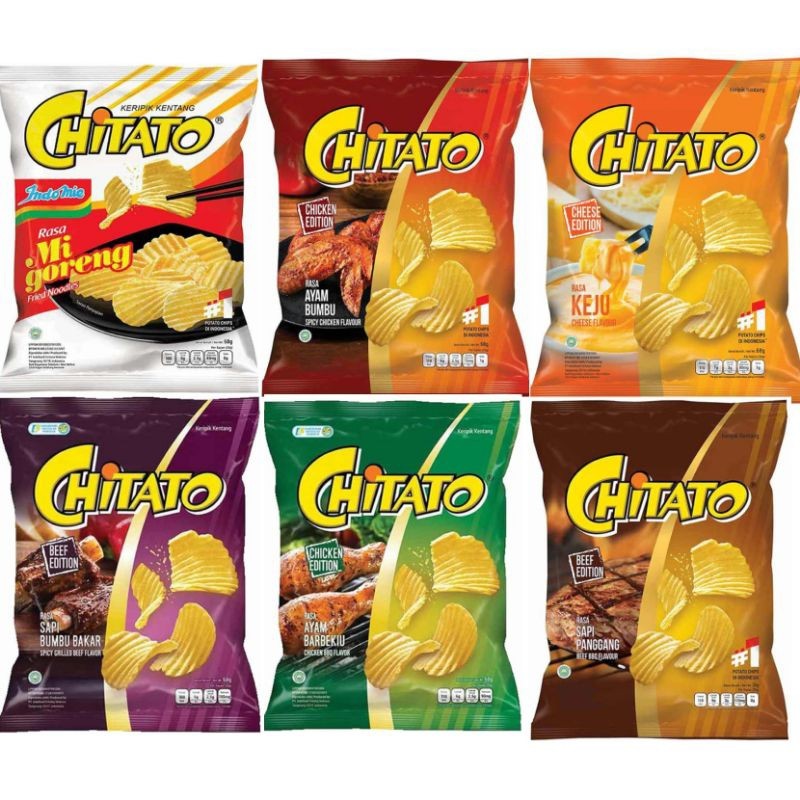 Chitato 68 gr Chicken flavored chips, fried noodles, beef cheese ...