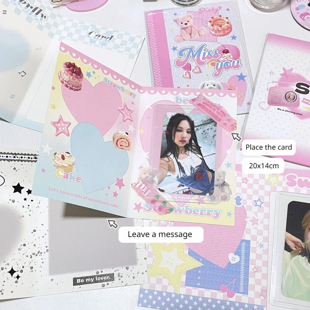 10Pcs Korean Ins Fashion Cute Kpop 3-inch Photocard Back Card Foldable ...