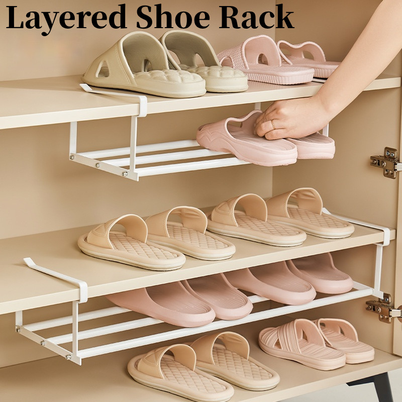 Household Shoe Cabinet Partition Layered Shoe Rack Retractable Shoe ...