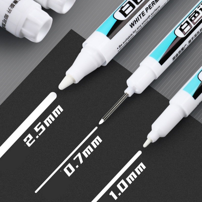 0.7/1.0/2.5MM White Permanent Marker Pens Paint Markers For Wood Rock ...