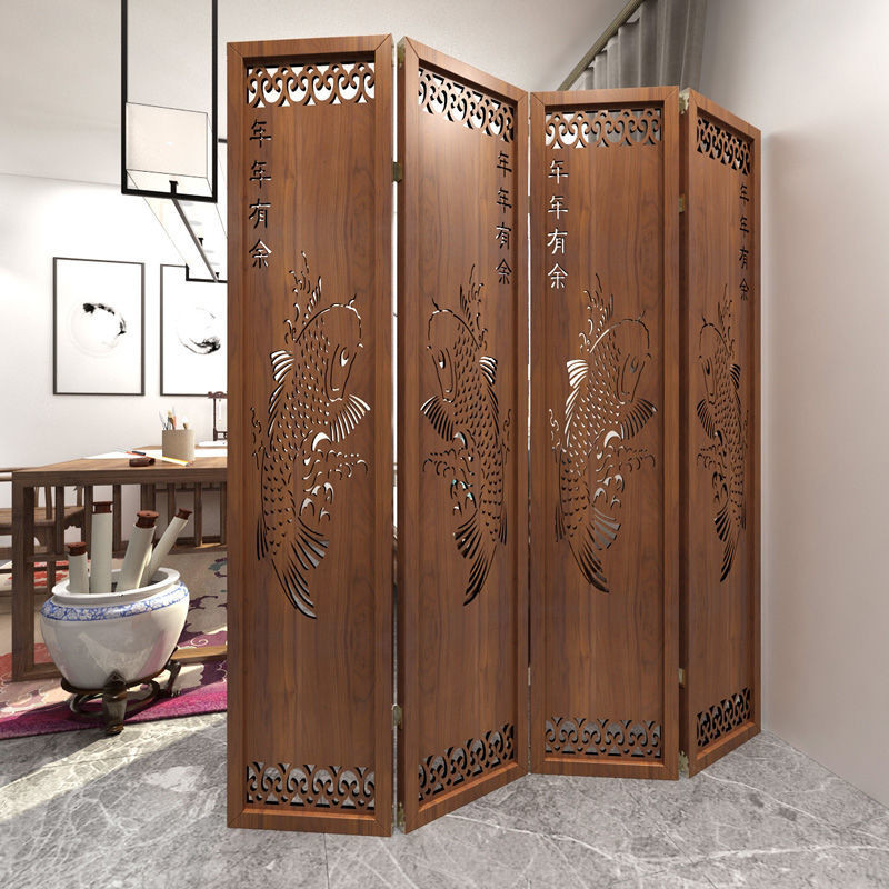 Chinese Style Subareas Screens Wooden Simple Folding Mobile Living Room ...