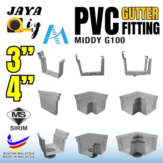 [1PCS] LOCAL F300 PVC GUTTER MITRE FITTING (PVC RAINWATER GUTTER) GREY ...