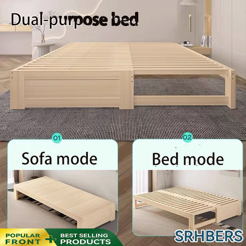 SR Bed Solid Wood Sofa Bed Drawing Telescopic Bed Multifunctional Small ...