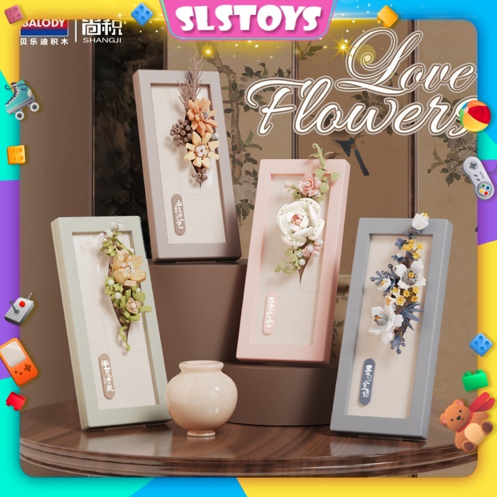 Balody Block Love Flowers frame Series 21223-21226 Decoration Building ...