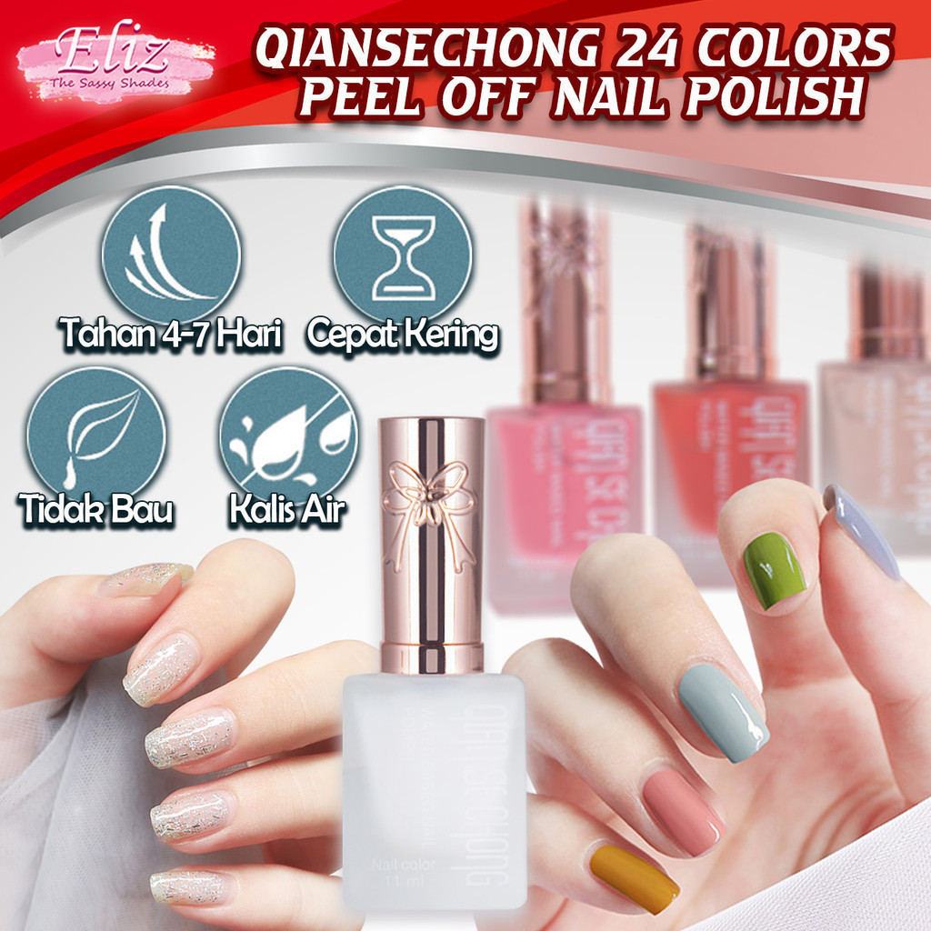 QSC Peel Off Nail Polish 24 Colors 11ml Peel Off No Baking Quick Dry Peelable Tearable Nail ...
