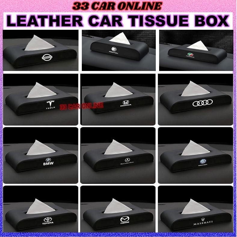 Leather Car Tissue Box Holder Proton Perodua Honda Toyota iriz axia ...
