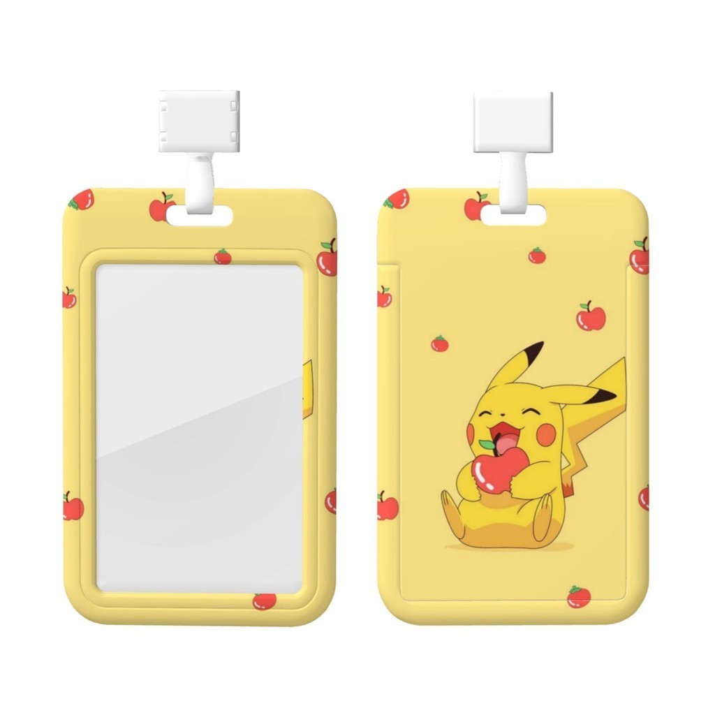 Pikachu ID Card Badge Holder Badge Lanyard Cartoon Anime Card Case Name ...