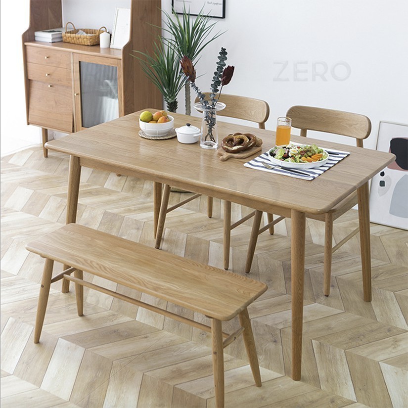Japanese Minimalism Dining Table Set Dining Chairs Long Bench Nordic ...