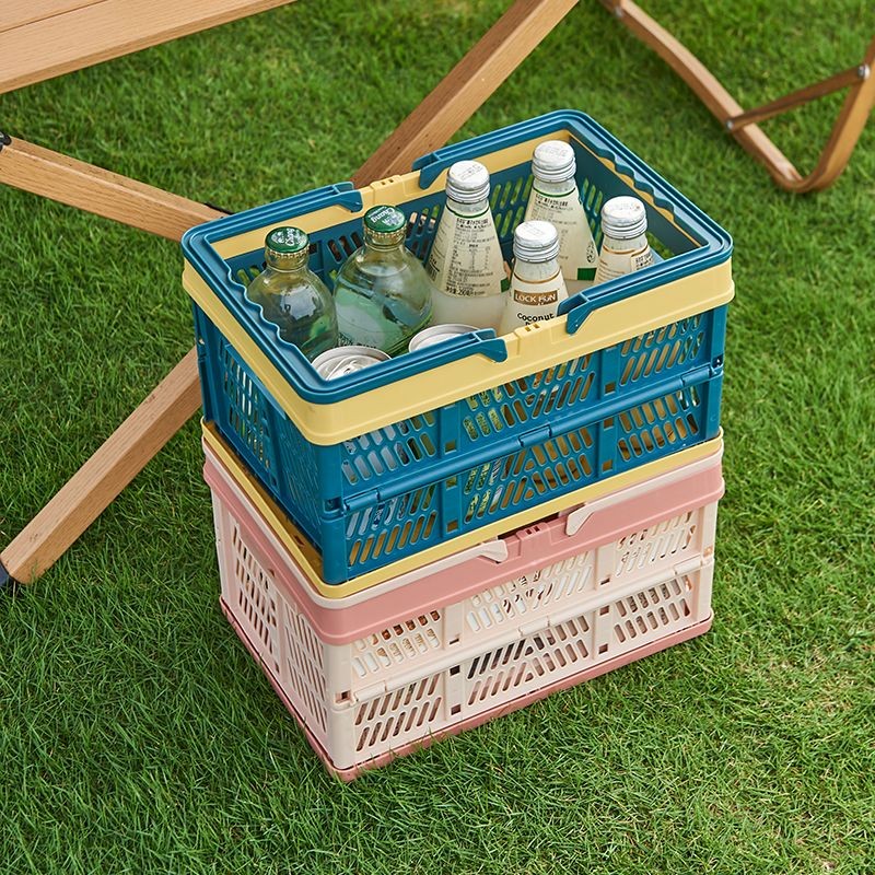 Folding portable storage basket, bath basket, supermarket shopping ...