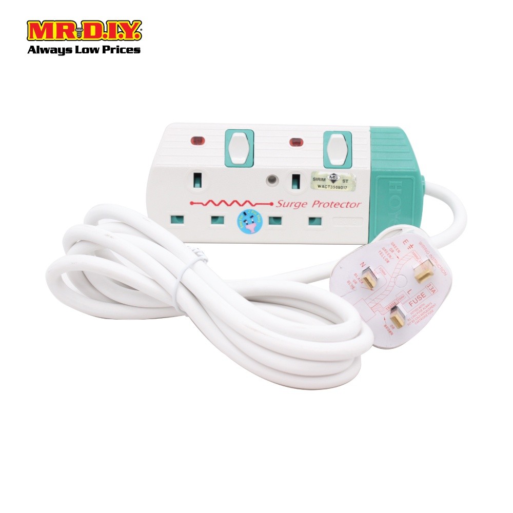 HOYO Extension Trailing Socket 3 Pin 2 Gang With SIRIM 2000W (2M ...