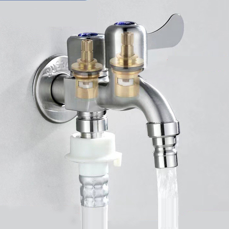 Two Way Water Tap, Bathroom Toilet Washing Machine Valve Faucet ...