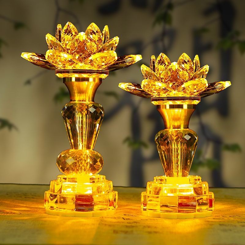Hot saleled Crystal Lotus Lamp Colorful Changming Lamp Household ...