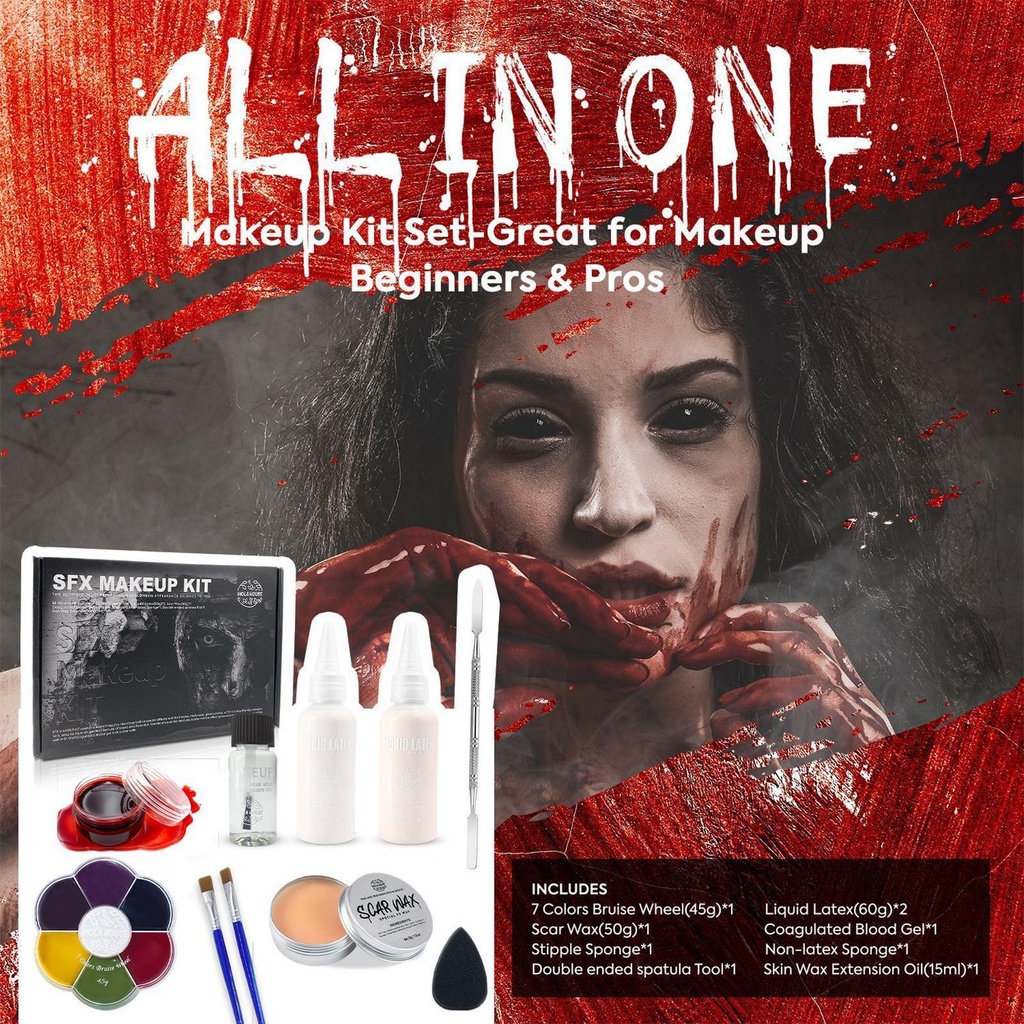 Halloween Fake Blood Makeup Kit Realistic Bloody Wound Makeup Festive ...