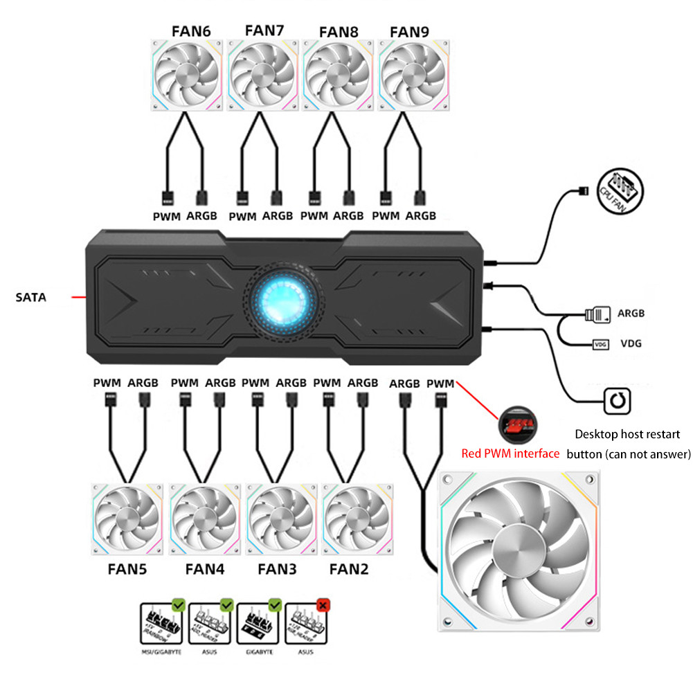 12cm RGB Case Fan with Lighting Effect Quiet Cooling Fan for PC ...