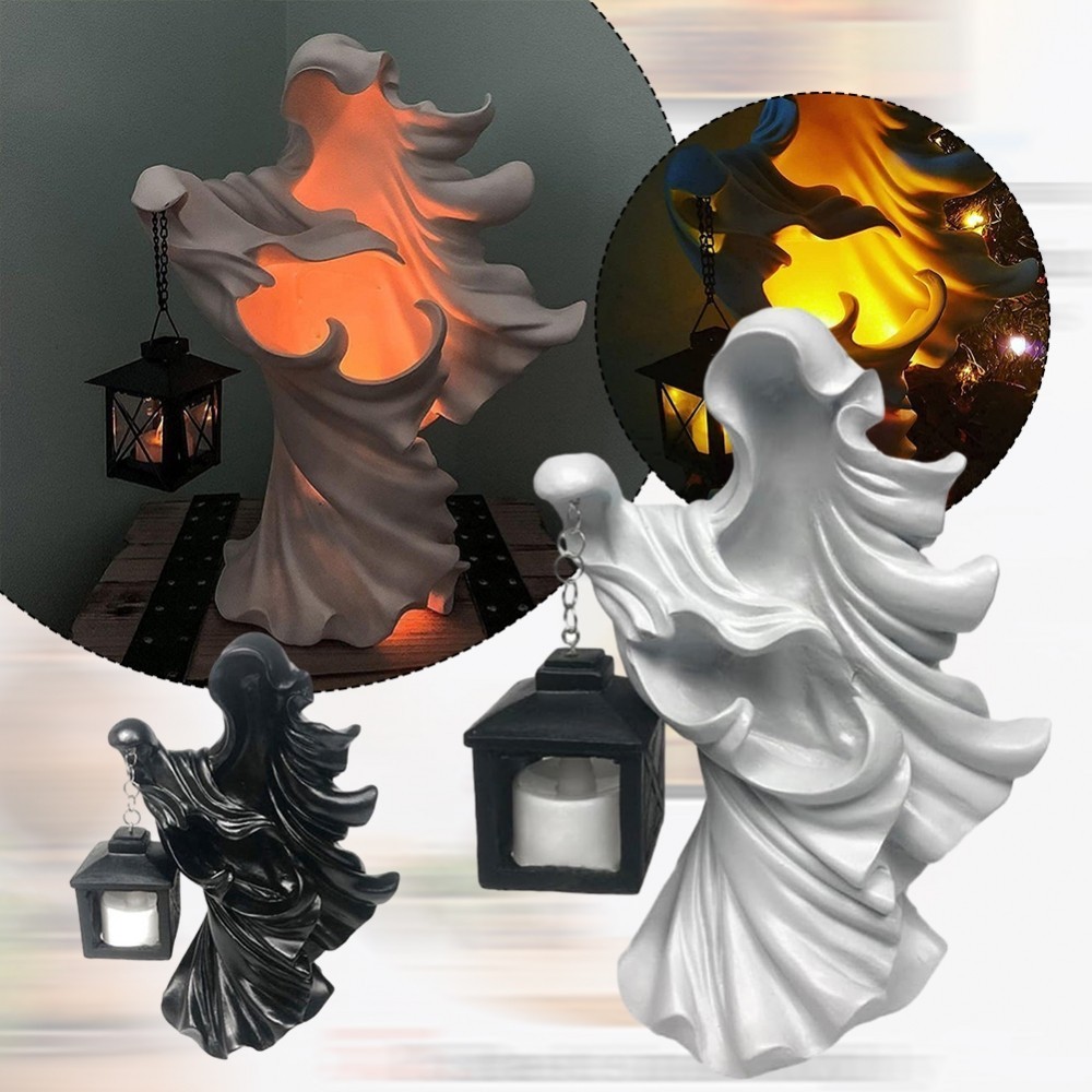 KIMI-Realistic Witch Sculpture with Unique Lantern Design Halloween Art ...