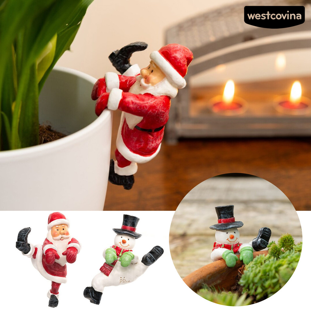 Westcovina Christmas Climbing Santa Claus Figurine Flower Pot Vase ...