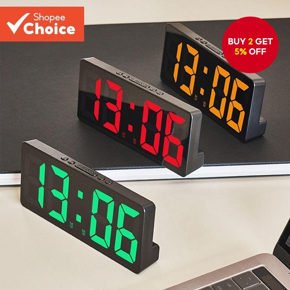 Digital Alarm Desk Clock | LED Temperature & Date Display | Large ...