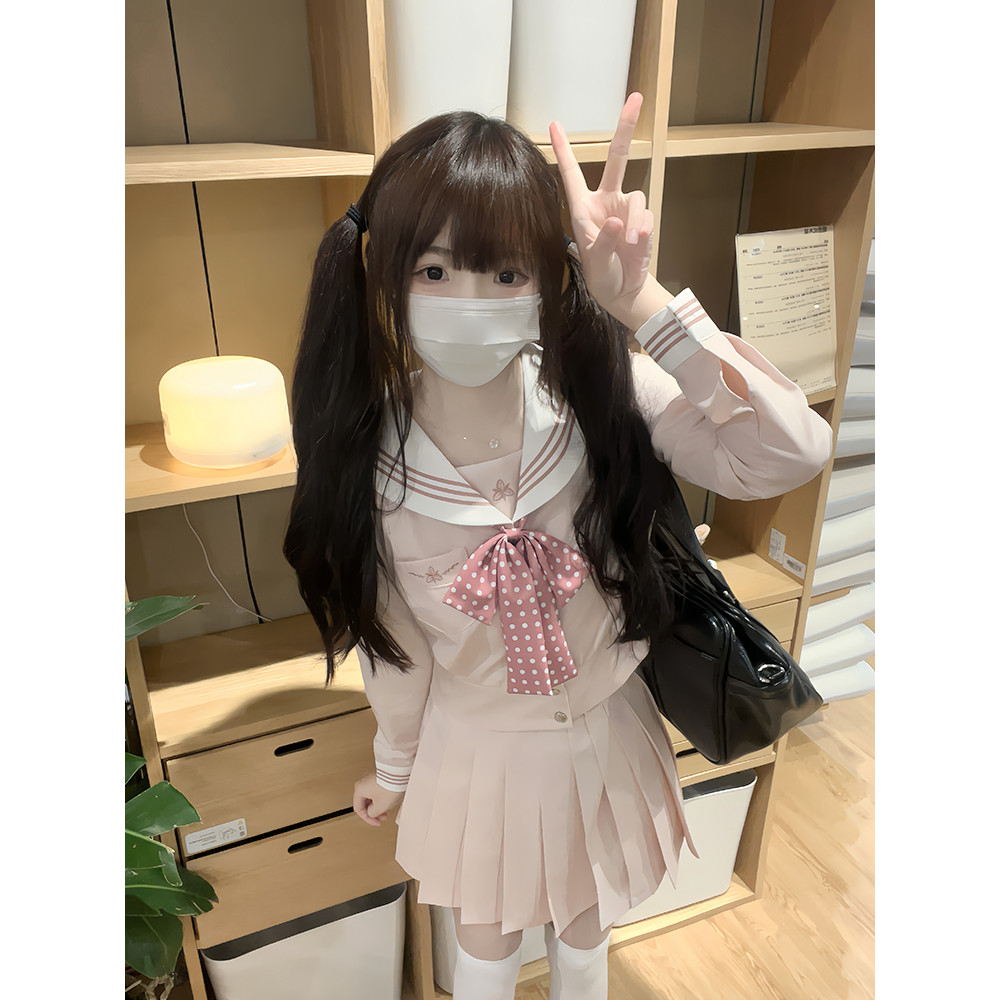 Bunny Japanese Sweet Yaoyan Preppy Style Sakura Pleated Skirt Suit Long ...