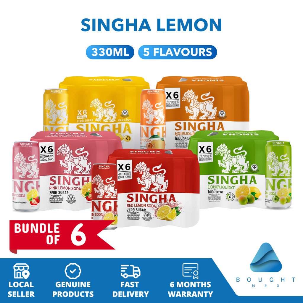 [Bundle of 6] Singha Zero Sugar Lemon Soda 330ml x 6 - High Vitamin C ...
