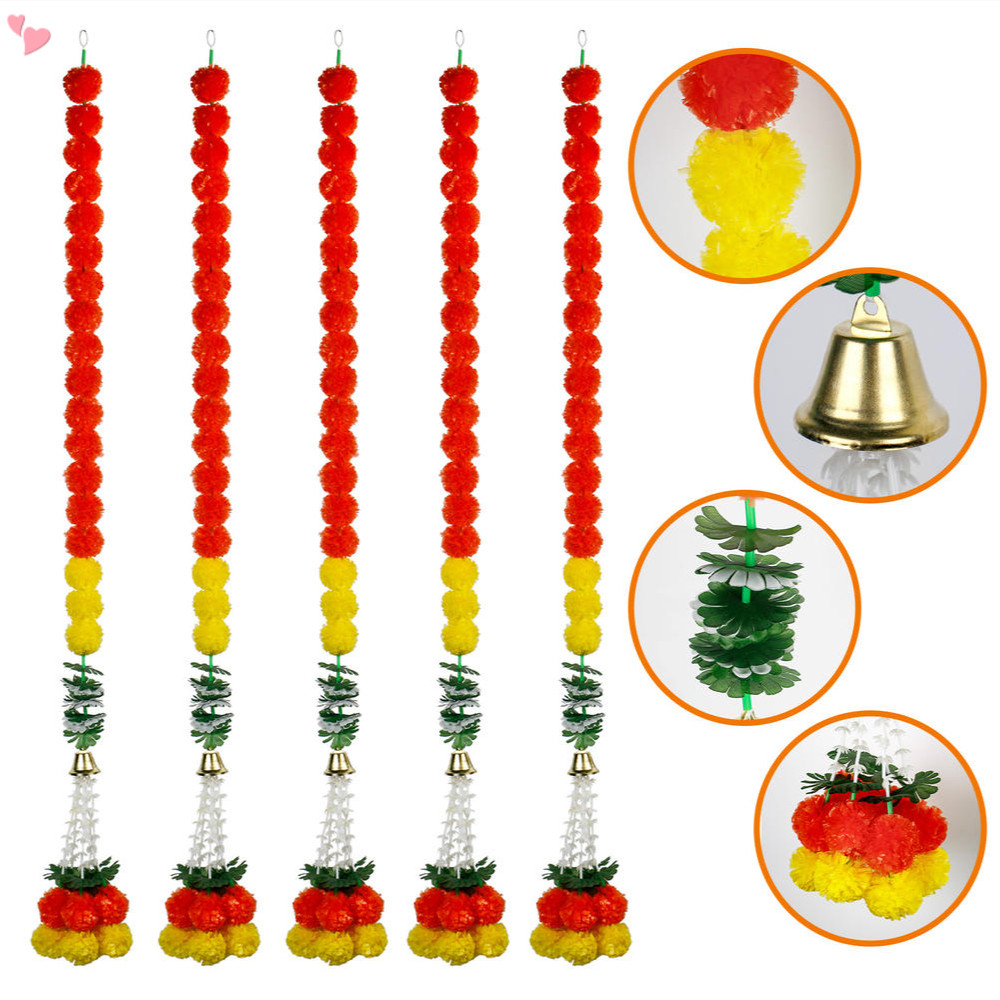 Marigold Garland for Decoration Strands Faux Marigold Flowers Faux ...