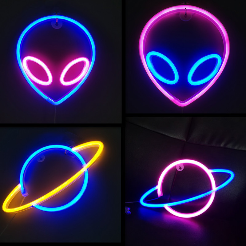 1Pcs Cool Alien LED Neon Lights USB/battery Powered Bedroom Birthday ...