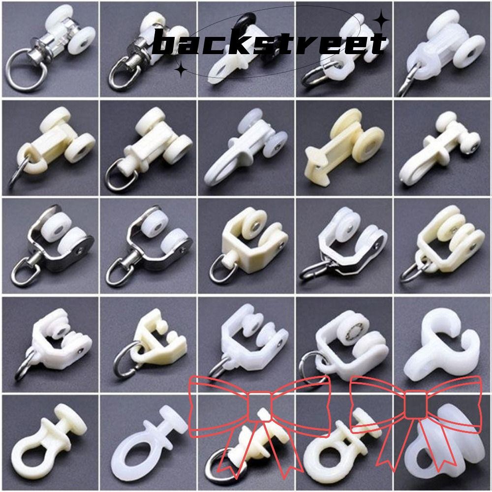 BACKSTREET 10Pcs Curtain Wheels Rail, Curtains Hook Ring Slider ...