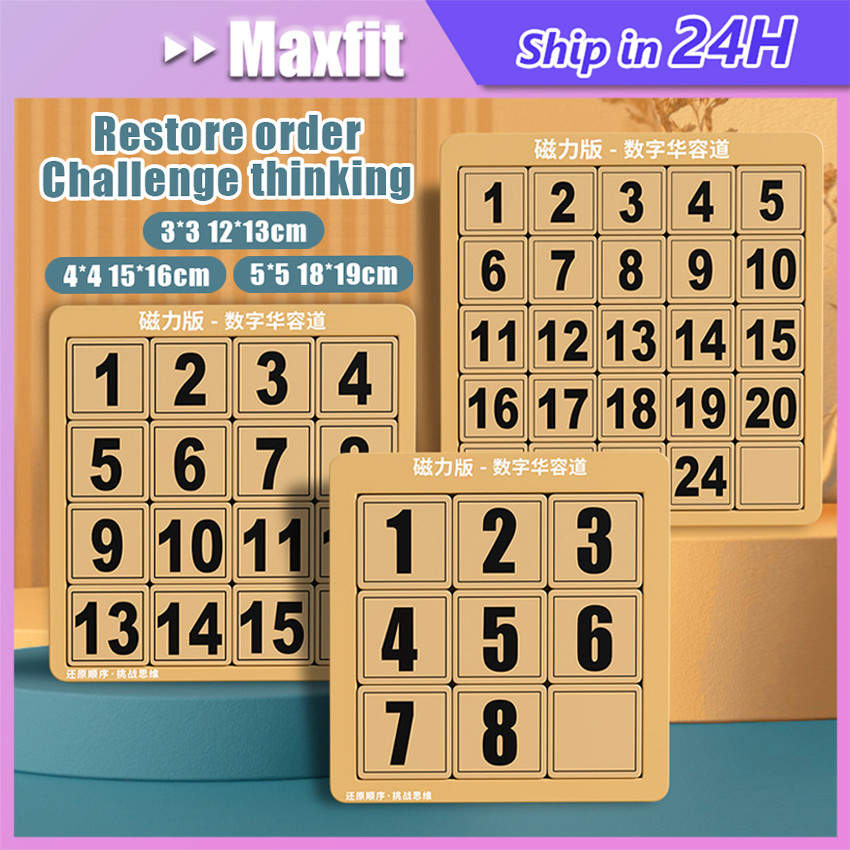 KAYU Wooden Magnetic Numbers Slide Puzzle Toys 3X3/4X4/5X5 - Kids Toys ...