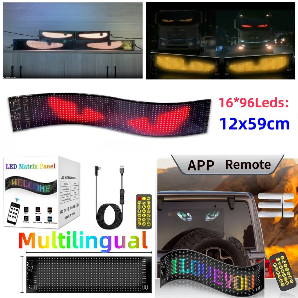5V USB LED Matrix Pixel Panel with App Remote Control Multilingual Led ...