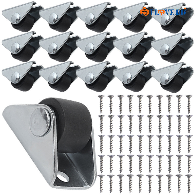 10Pcs Soft Rubber Wheel Rolling Castor - 0.5 Inch Low Profile Small ...