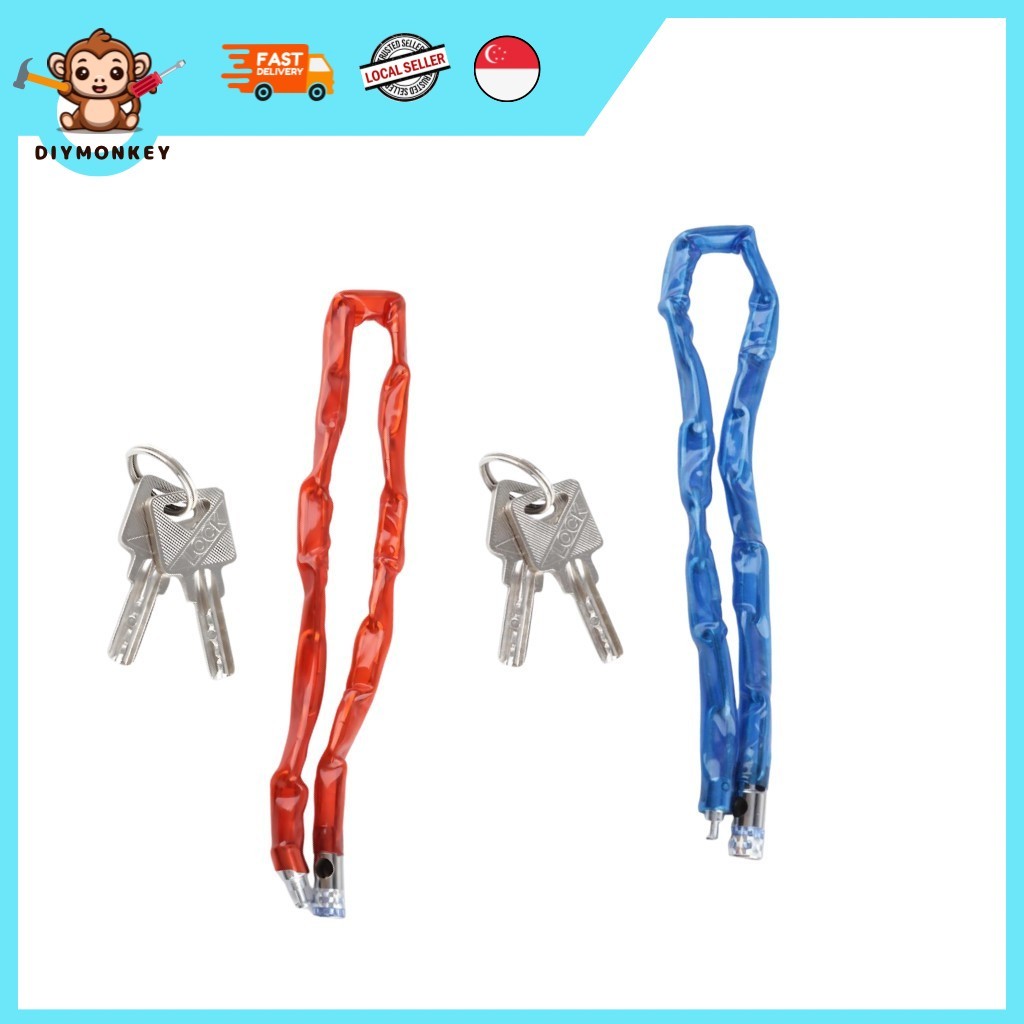 (DIYMONKEY) 1.5M Chains Combination Lock with Galvanised Chain Bicycle ...