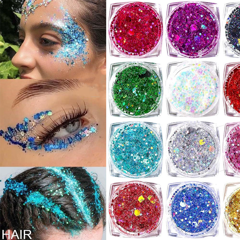 Blue Green Color Face Body Glitter Gel Sequin Singer Concerts Music ...