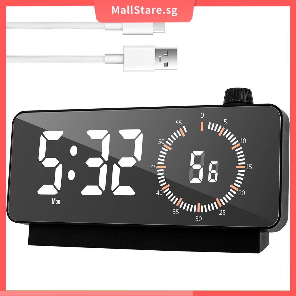 Mirror Alarm Clock with Timer LED Big Display Digital Desk Clock 3 ...