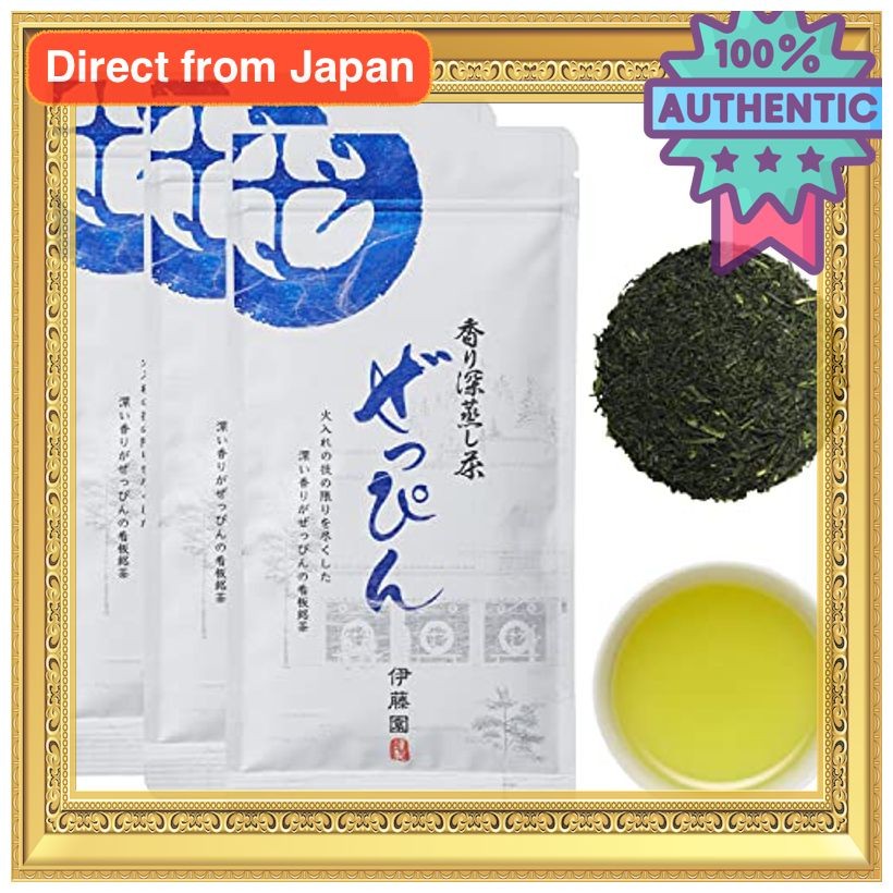 Itoen Zeppin Green Tea 80g×3 Bags Sencha Tea Leaves with Resealable Bag ...