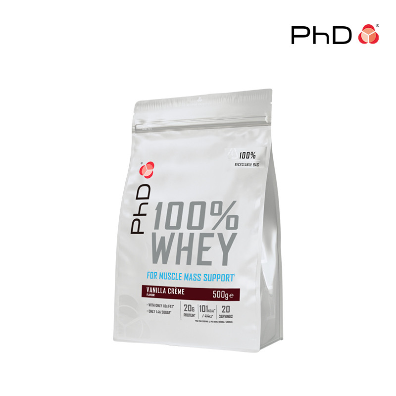 PhD 100% Whey Protein Powder 500g, Grass Fed Whey Protein, Rich in ...
