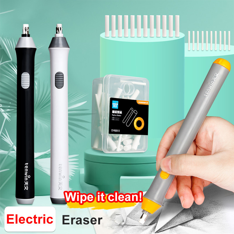 Electric Eraser Thick/Thin Rubber can be Changed Less Rubber Crumbs ...