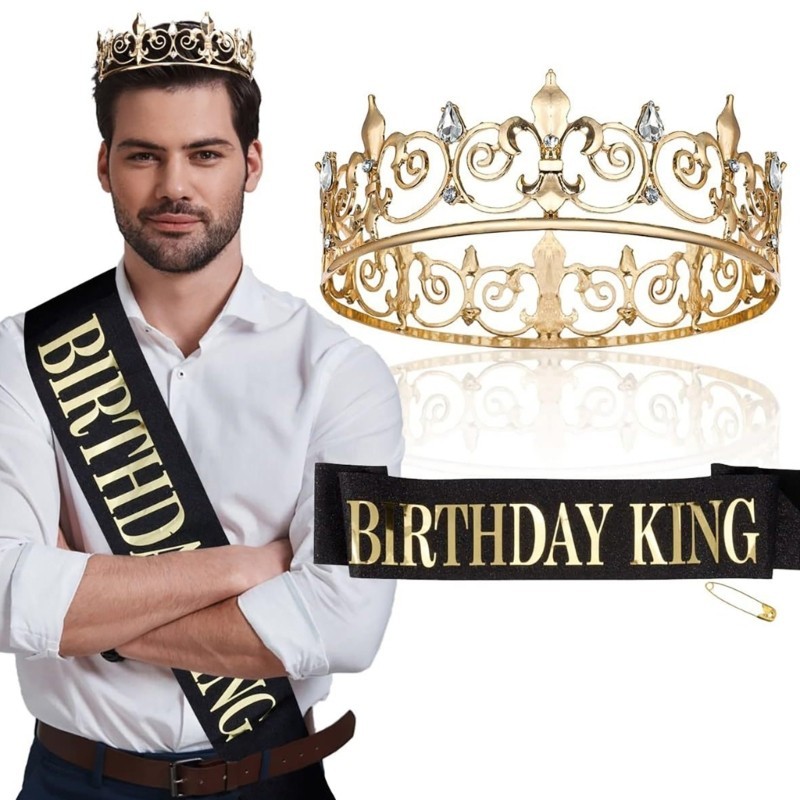 DO Prom King Queen Sash Birthday King Crowns Set for Men Party ...